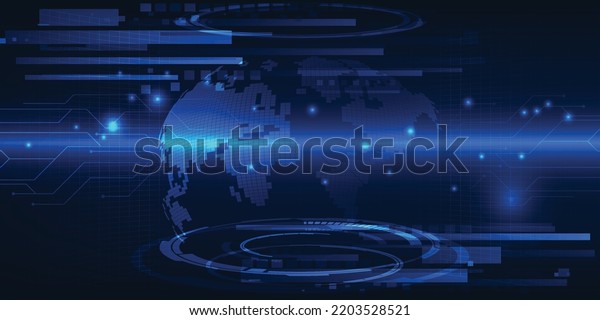 Vector Illustrations Futuristic Blue Digital Globe Stock Vector ...