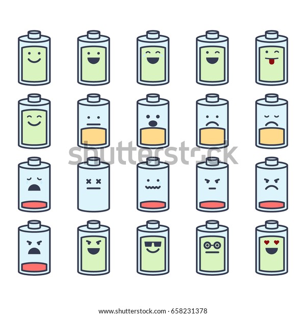 Vector Illustrations Set Battery Emotions On: vetor stock (livre de ...