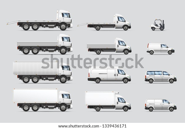 Vector Illustrations Set Commercial Transportation Delivery Stock ...