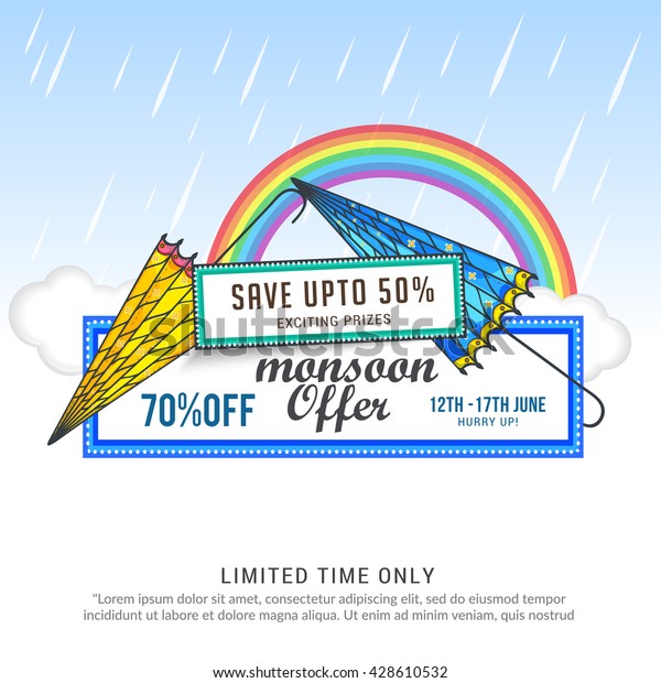Vector Illustrationsale Bannerposter Flyer Monsoon Season Stock Vector ...