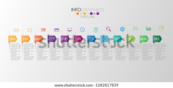 Vektorgrafik-Illustrator Infografik Timeline Design mit Symbolen: Stock ...