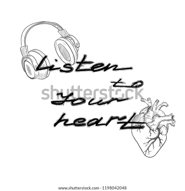 Vector Image Anatomical Heart Headphones Spots Stock Vector (Royalty ...