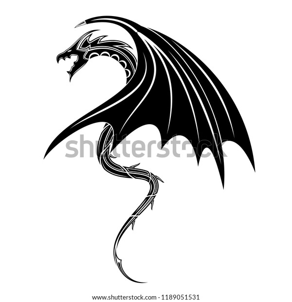 Vector Image Black Dragon Medieval Winged Stock Vector (Royalty Free ...