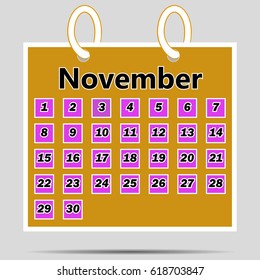Vector Image Button Calendar Month November: vector de stock (libre de ...