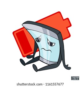 Vector Image Cartoon Character Smartphone Sad Stock Vector (Royalty ...
