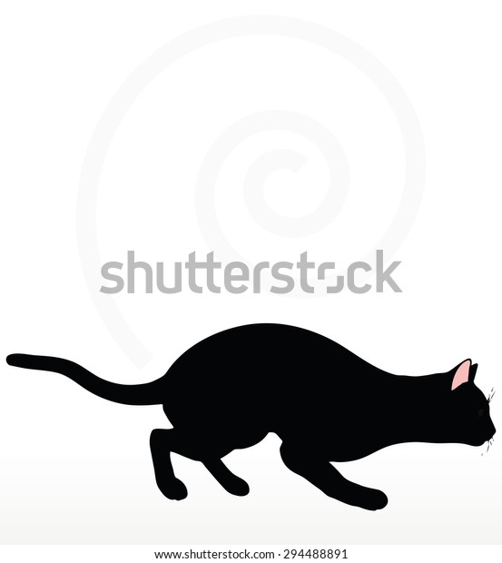 Vector Image Cat Silhouette Stalking Pose Stock Vector (Royalty Free ...