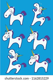 Vector Image Color Unicorns Different Emotions Stock Vector (Royalty ...