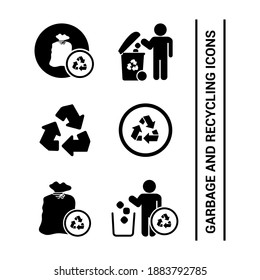 Image vectorielle. Différents pictogrammes de déchets : image ...