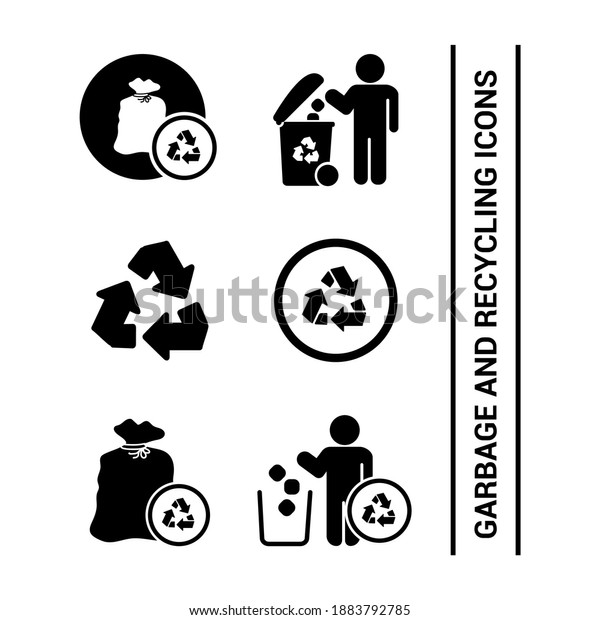 Vector Image Different Garbage Recycling Pictograms Stock Vector ...