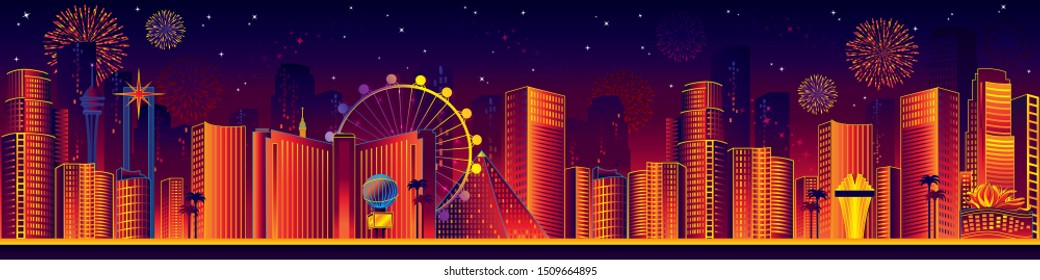 Vector Image Drawing Night City City Stock Vector (Royalty Free) 1509664895