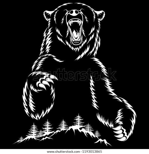 Vector Image Evil Bear On Black Stock Vector (Royalty Free) 1193013865