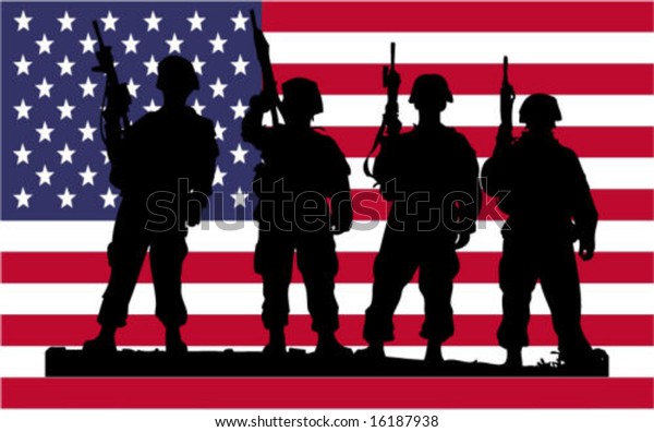 Vector Image Four Soldiers Silhouetted Front Stock Vector (Royalty Free ...