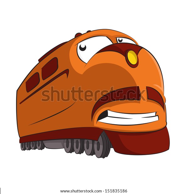 Vector image of funny cartoon smiling train