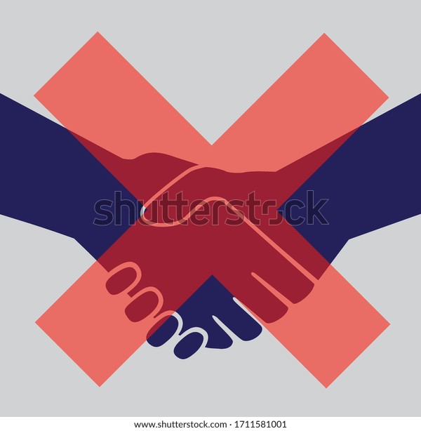 Vector Image Handshake Cross Social Distancing Stock Vector (Royalty ...