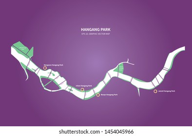 Graphic Vector Han River Park Map Stock Vector (Royalty Free ...