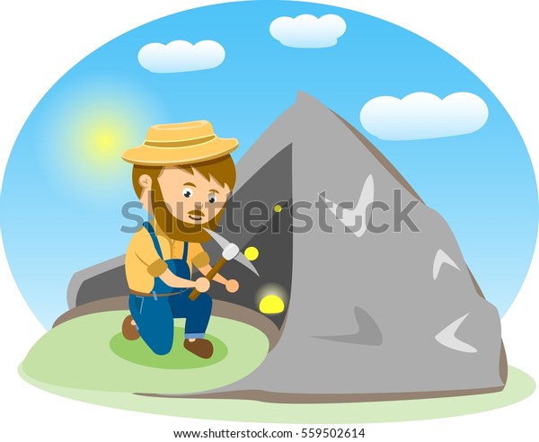 Vector Image Happy Cartoon Gold Digger: vector de stock (libre de ...