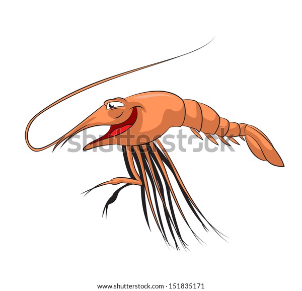 Vector Image Happy Smiling Cartoon Shrimp Stock Vector (Royalty Free ...