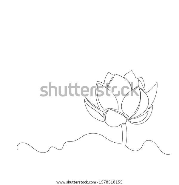 Vector Image Lotus Flower Contour Drawing Stock Vector (Royalty Free ...
