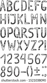 Vector Image Outlines Letters Alphabetsigns Numbers Stock Vector ...