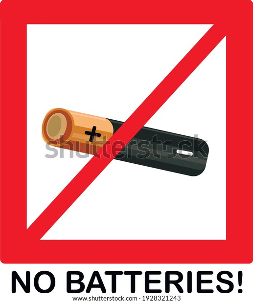 Vector Image Prohibition Sign No Batteries Stock Vector (Royalty Free ...