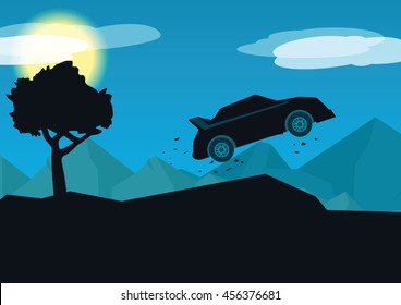 Vector Image Rally Car Jumping Stock Vector (Royalty Free) 456376681 ...