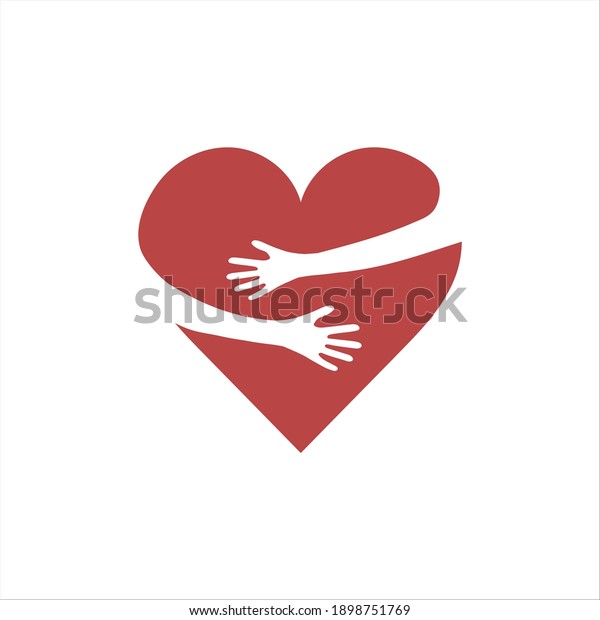 Vector Image Red Heart Hugs Hands Stock Vector (Royalty Free ...
