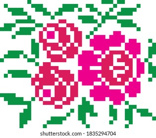Vector Image Roses Style Pixel Art Stock Vector (Royalty Free ...