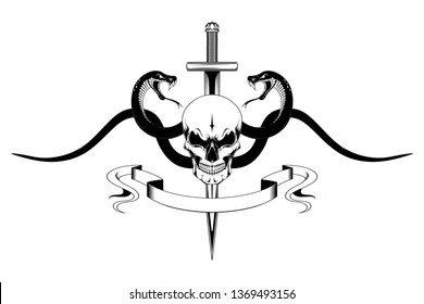 Vector Image Skull Snakes Sword Black Stock Vector (Royalty Free ...