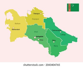Vector Image Turkmenistan Regions Map Stock Vector (Royalty Free ...
