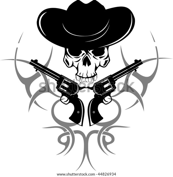 Vector Image Two Revolvers Skull Hat Stock Vector (Royalty Free ...