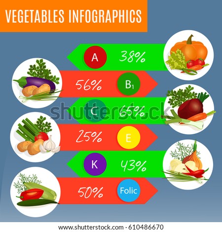 Vector Image Vegetable Infographics Nutritional Value Stock Vector ...