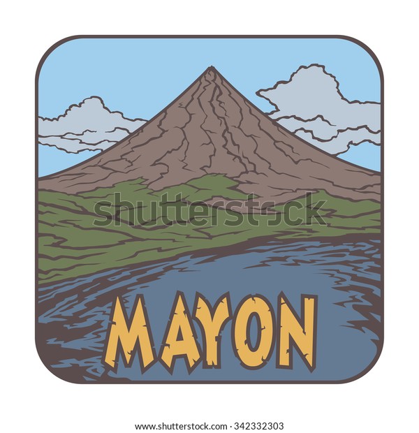 Vector Image Volcano Mayon On Background Stock Vector (Royalty Free ...