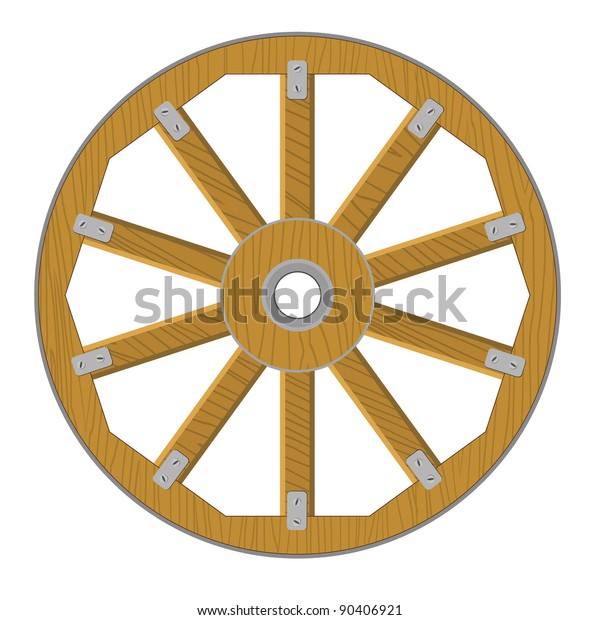 Vector Image Wooden Wheel Stock Vector (Royalty Free) 90406921