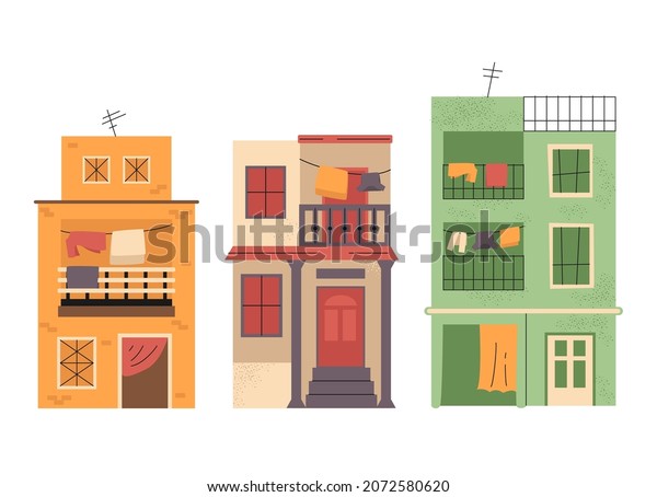 Vector Indian Houses Set Poor Buildings: เวกเตอร์สต็อก (ปลอดค่า ...