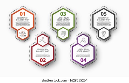 Vector Infographic 5 Hexagons Used Five Stock Vector (Royalty Free ...