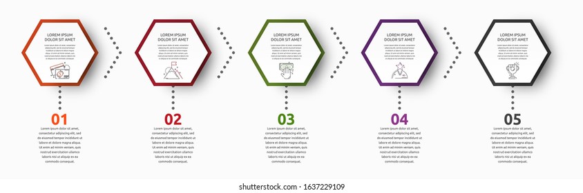Vector Infographic 5 Hexagons Used Five Stock Vector (Royalty Free ...