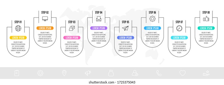 Vektor Stok Vector Infographic 8 Labels Icons Template (Tanpa Royalti ...