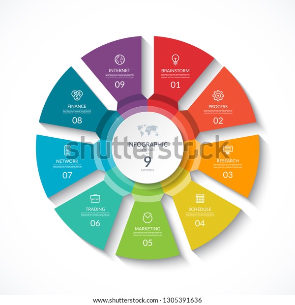 Vector Infographic Circle Cycle Diagram 9 Stock Vector (Royalty Free ...