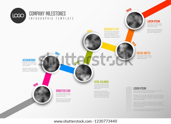 Vector Infographic Company Milestones Timeline Template with circle ... Vector Infographic Company Milestones Timeline Template with circle ...