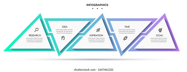 Horizontal Flowchart 4 Triangular Elements Connected Stock Vector ...