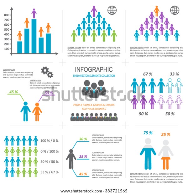 Vector Infographic People Icons Graphs Charts: vetor stock (livre de ...