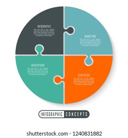 Vector Infographics Circle Puzzle Template Chart Stock Vector (Royalty ...