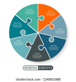 Vector Infographics Circle Puzzle Template Chart Stock Vector (Royalty ...