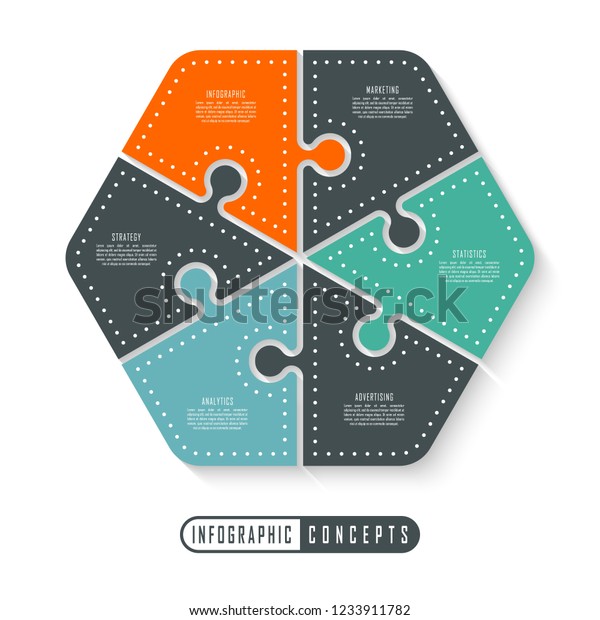Vector Infographics Circle Puzzle Template Chart Stock Vector (Royalty ...