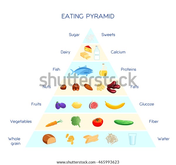 Vector Infographics Healthy Eating Pyramid Daily Stock Vector (Royalty ...