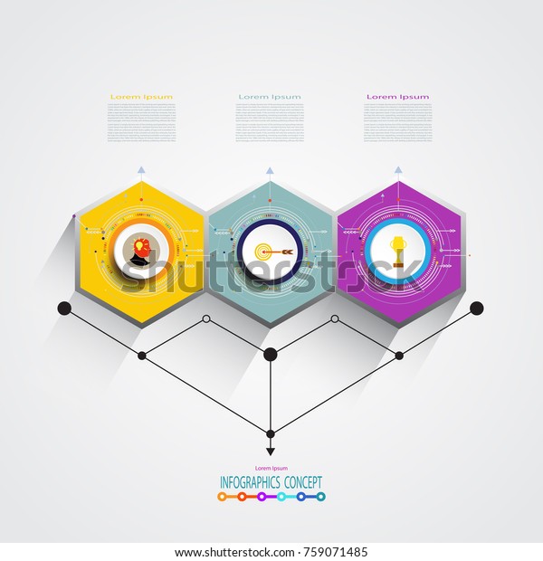Vector Infographics Label Design Hexagon 3 Stock Vector (Royalty Free ...