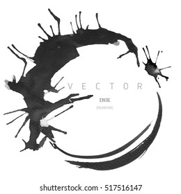 Vector Ink Drawing Hand Painted Round Stock Vector (Royalty Free) 517659808