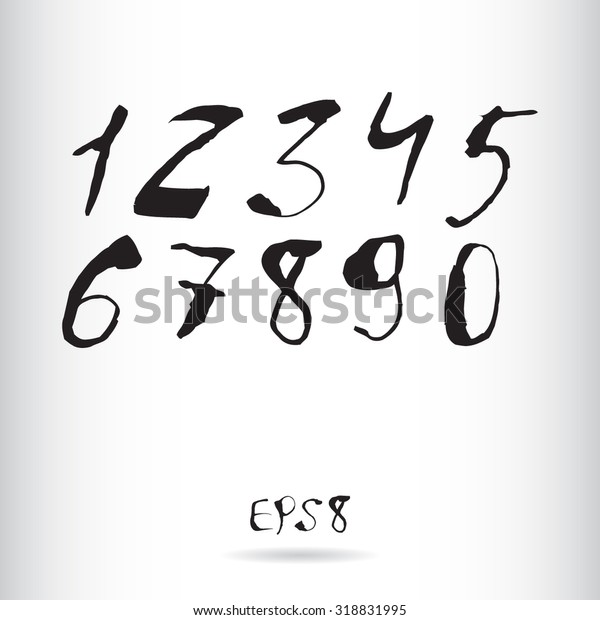 Vector Ink Numbers Watercolor Numbers Calligraphy Stock Vector (Royalty ...