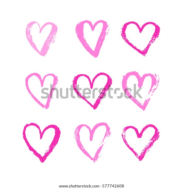 Vector Ink Pink Hearts Symbol On Stock Vector (Royalty Free) 577742608 ...