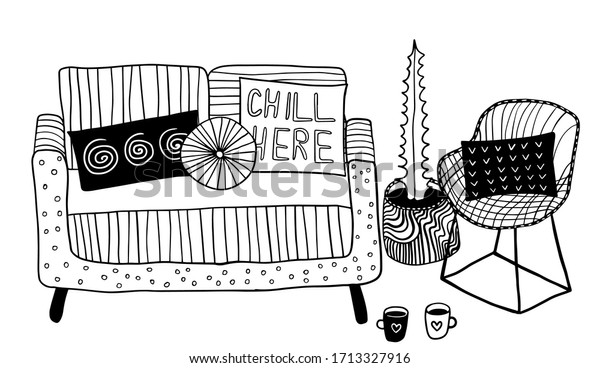 Vector Interior Set Cozy Coach Armchair Stock Vector (Royalty Free ...